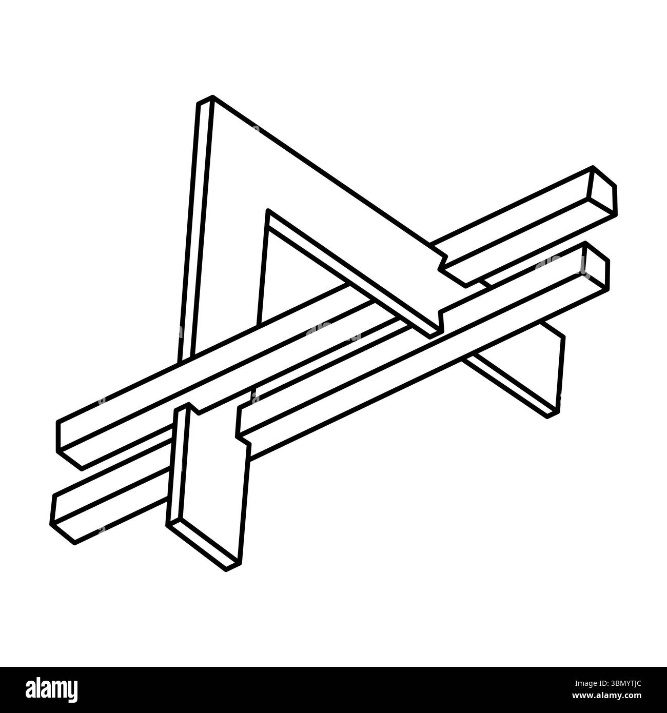 Impossible shape. Web design element. Optical illusion object. Line ...