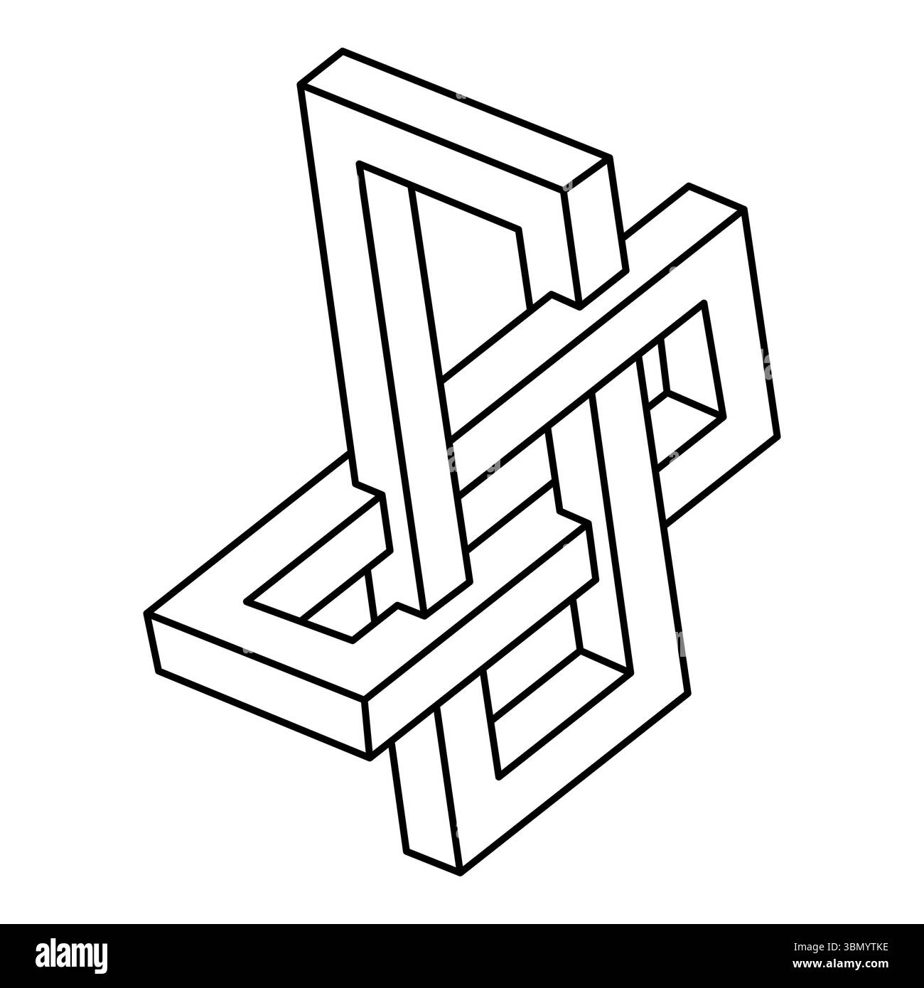 Optical illusion, unreal geometric object vector. Impossible figure. Sacred geometry. Op art ...