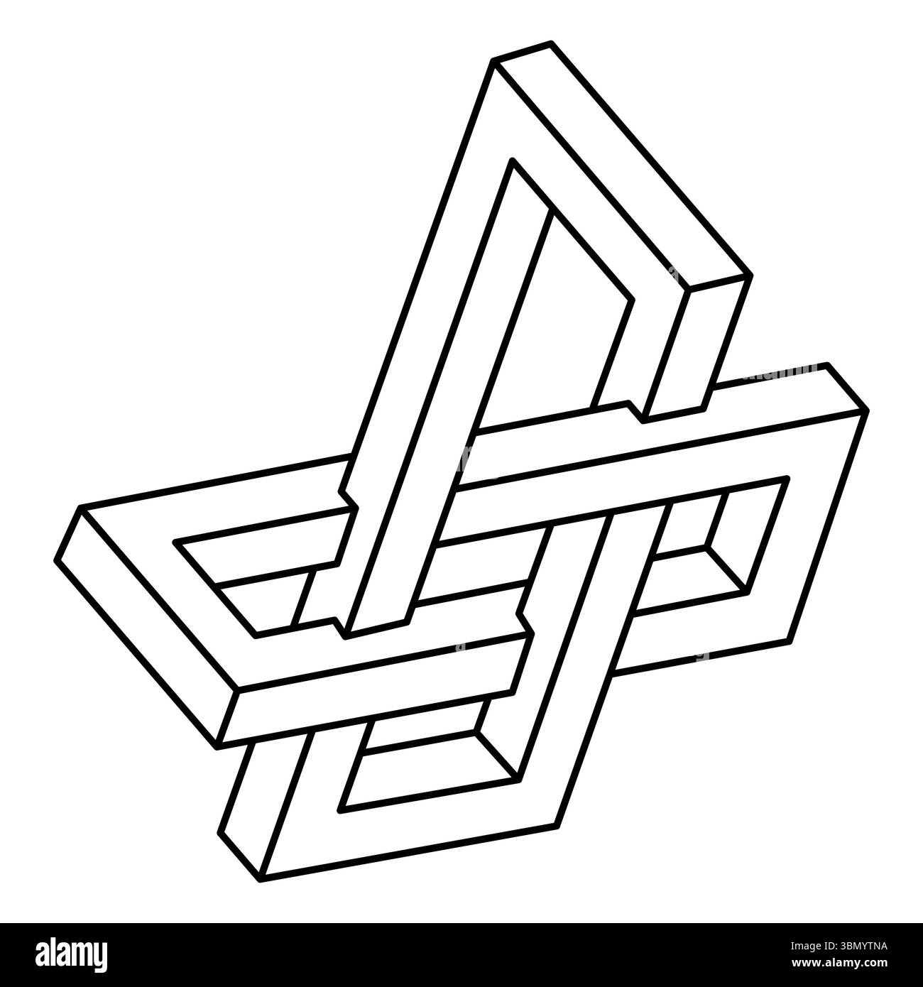 Optical illusion, unreal geometric figure vector. Impossible shape ...