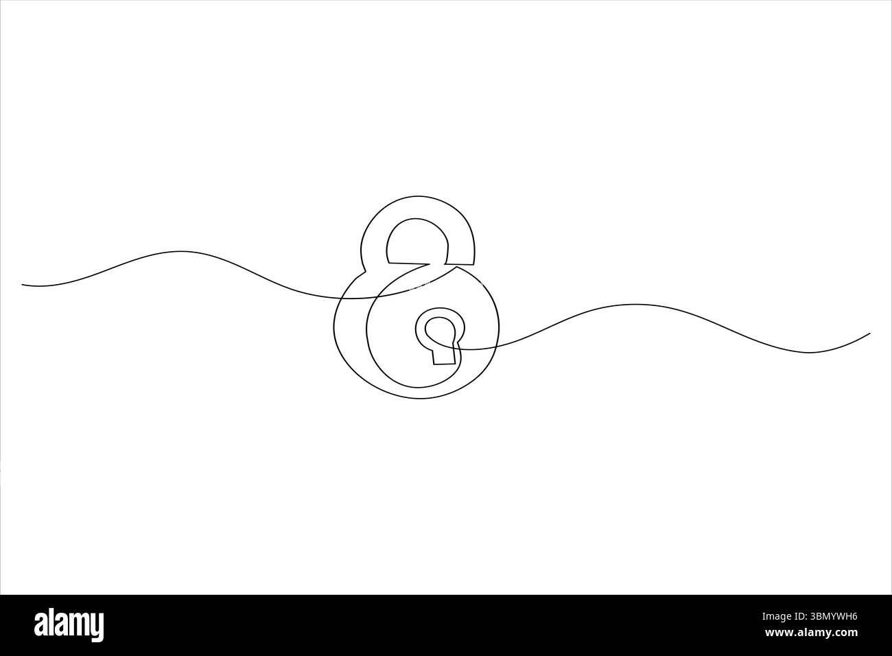 Continuous line padlock illustration simple secure lock outline vector ...