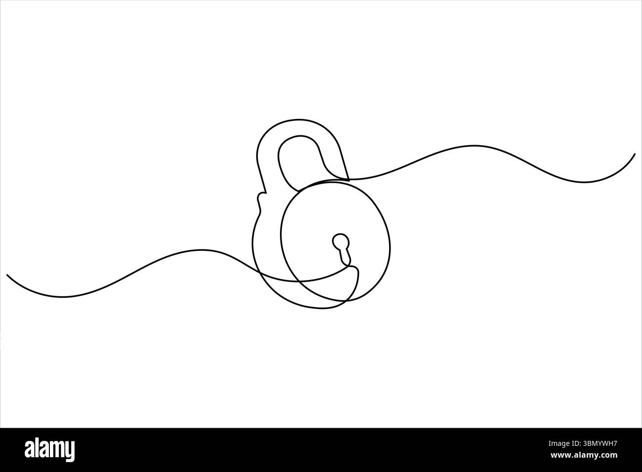 Continuous line padlock illustration simple secure lock outline vector ...