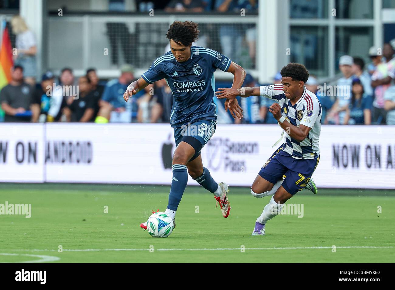 June 28, 2025: Sporting Kansas City defender Ian James (2) dribbles the ...