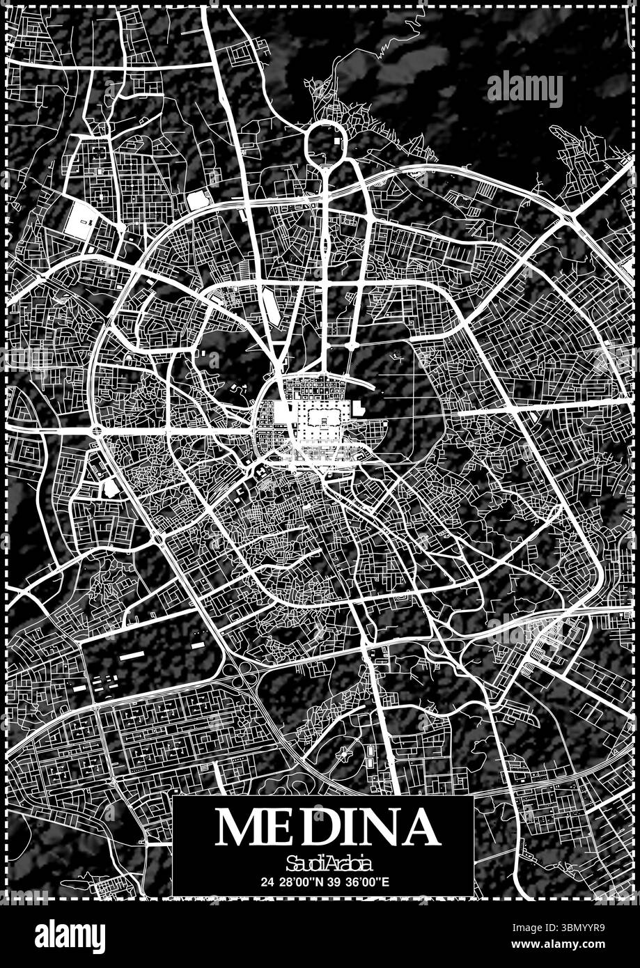 Medina City Map – Black and White Monochrome Street Layout Poster Stock Vector Image & Art - Alamy
