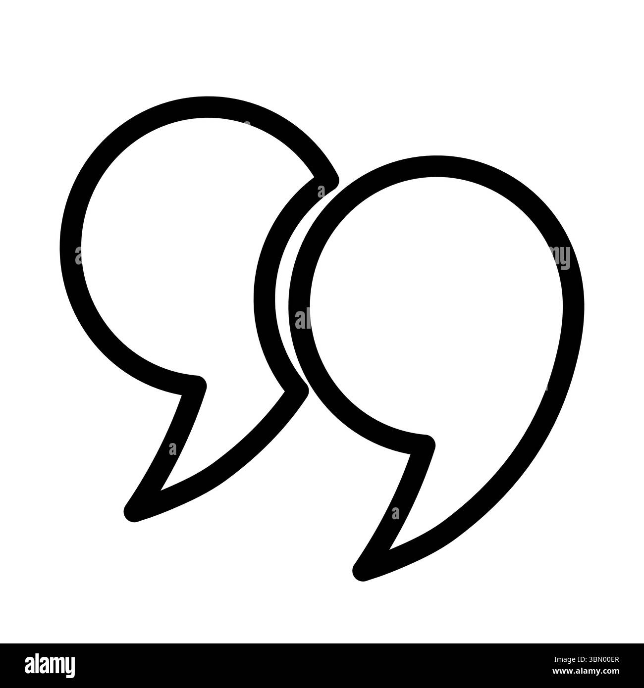 A set of round quotation marks in black on a white background Stock ...