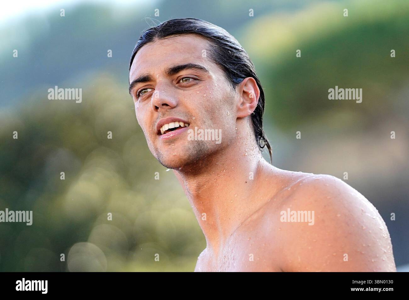 Thomas Ceccon of Italy reacts after the Men 200m Backstroke final ...