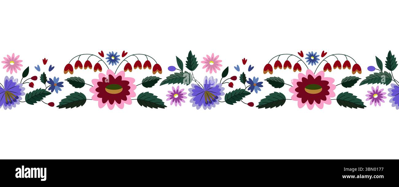 Floral Ukrainian Ornament Ethnic Seamless Border Stock Vector Image ...