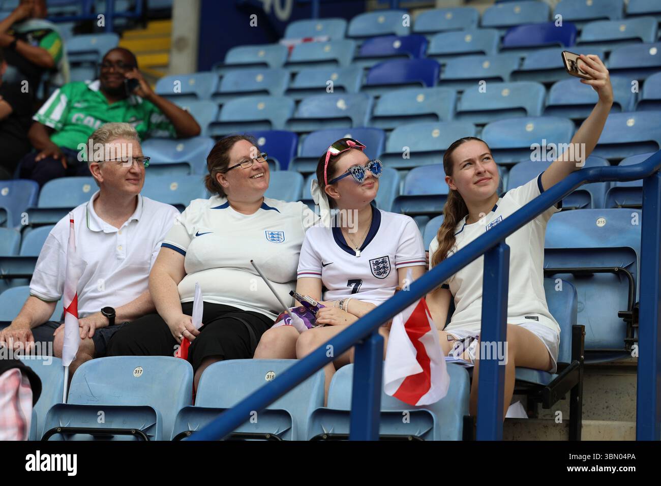 Leicester, UK. 29th June, 2025. England Women fans during the England ...