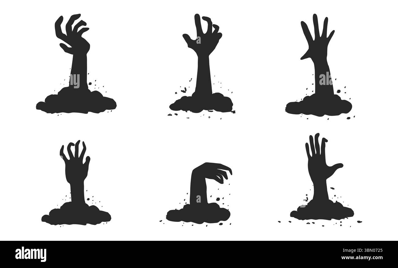 Scary monster hand emerging from the ground. Halloween-themed vector ...