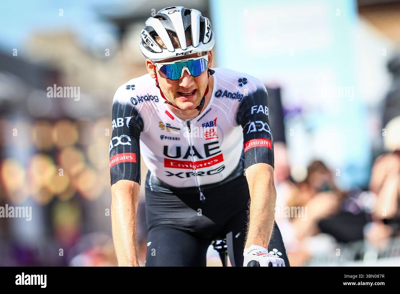 Belgian Tim Wellens of UAE Team Emirates celebrates as he crosses the ...