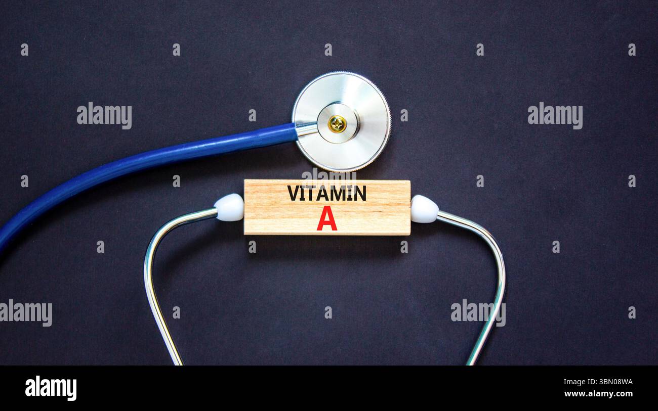 Vitamin A symbol. Concept words Vitamin A on beautiful wooden block ...