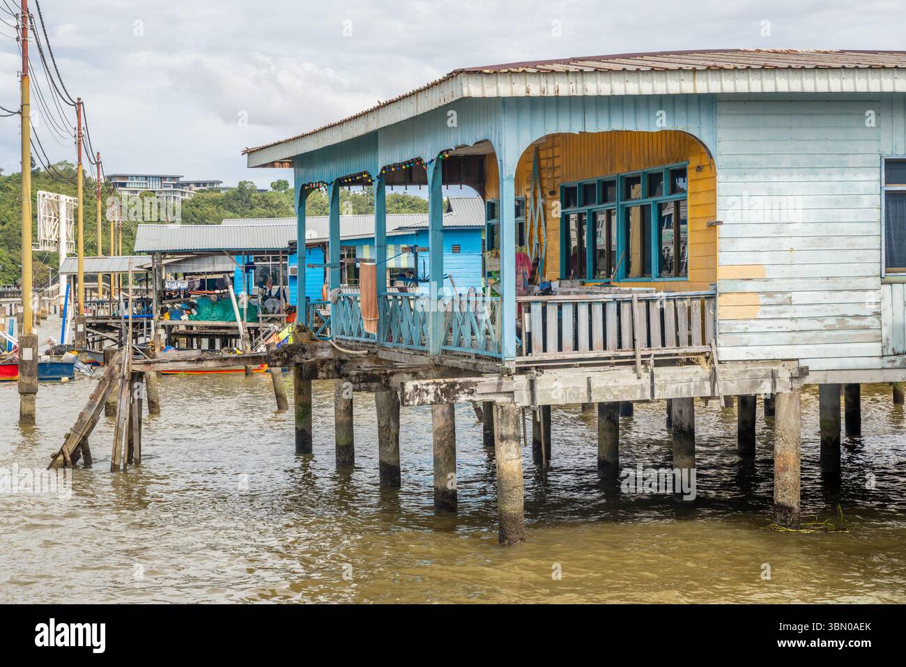 Kampong Ayer the floating village wooden Malay traditional houses ...