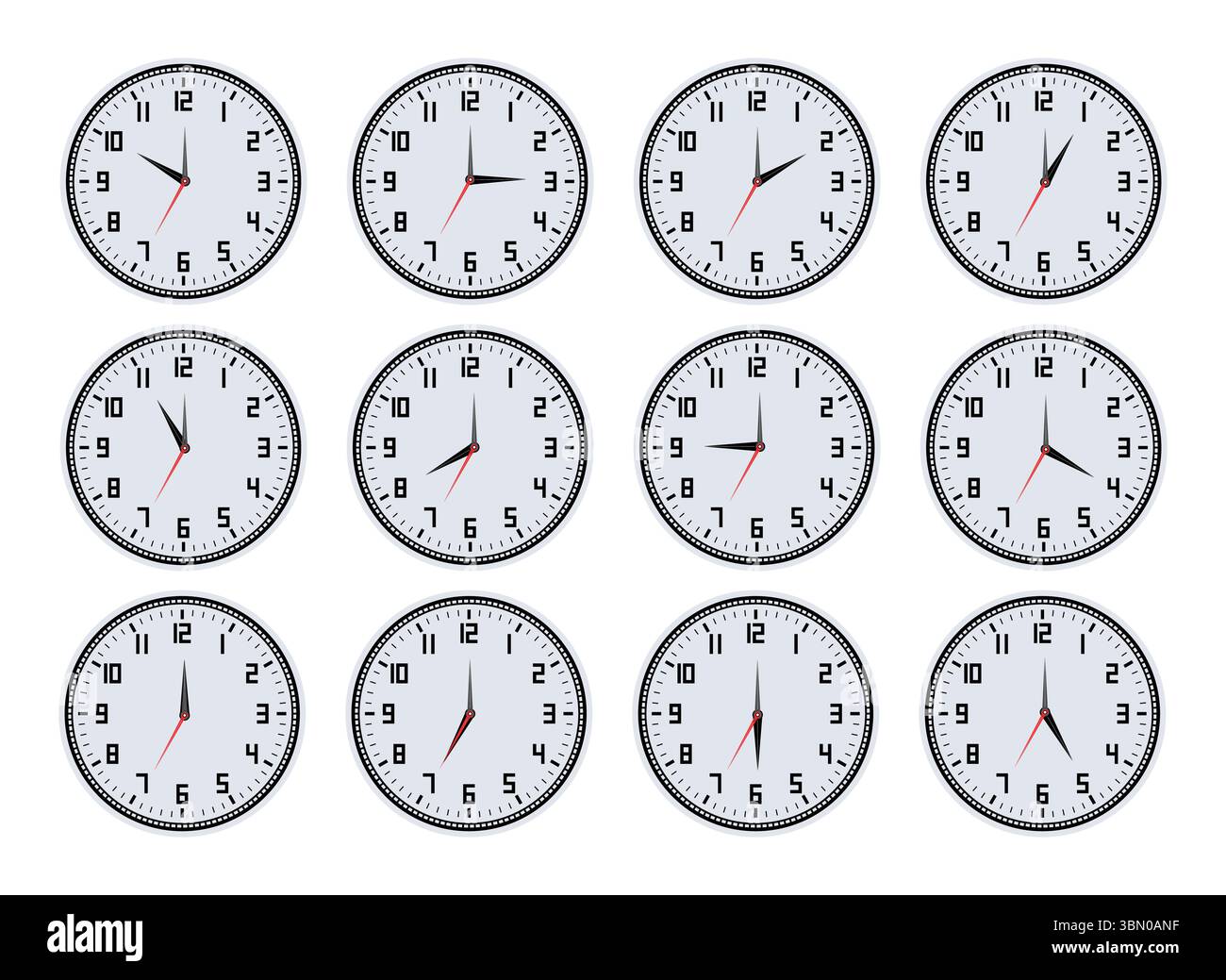 Bold Analog Clock Faces Set - Grey Face Timepiece Collection Stock ...