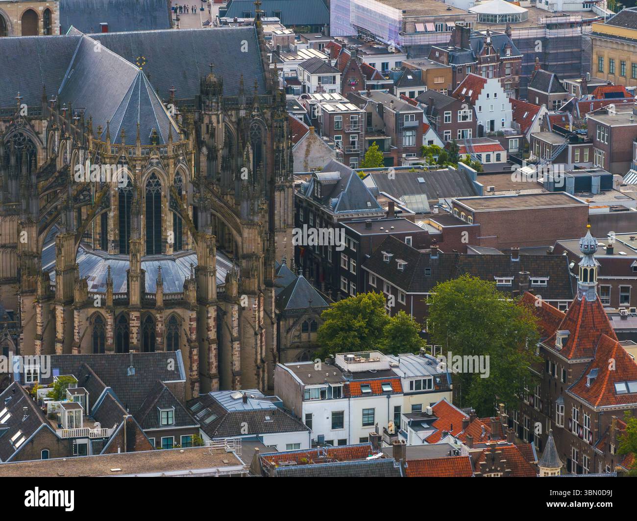 Aerial View of Utrecht with Dom Tower and Traditional Dutch Buildings ...