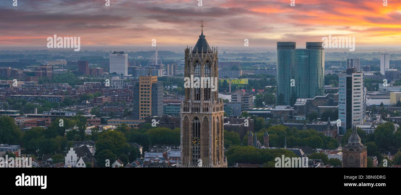 Aerial View of Utrecht Featuring Dom Tower and Modern Skyscrapers Stock ...