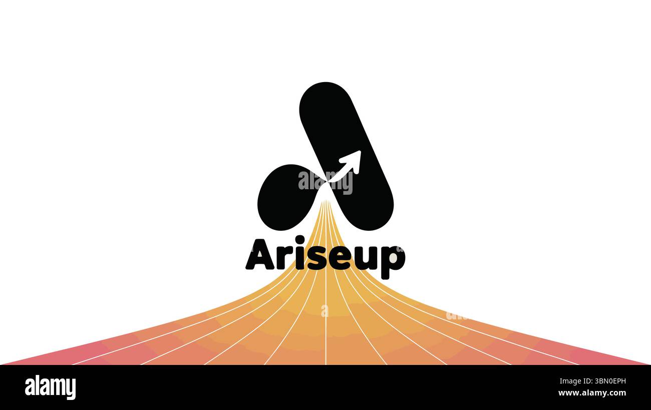 Ariseup modern logo with upward arrow and sunrise gradient path Stock ...