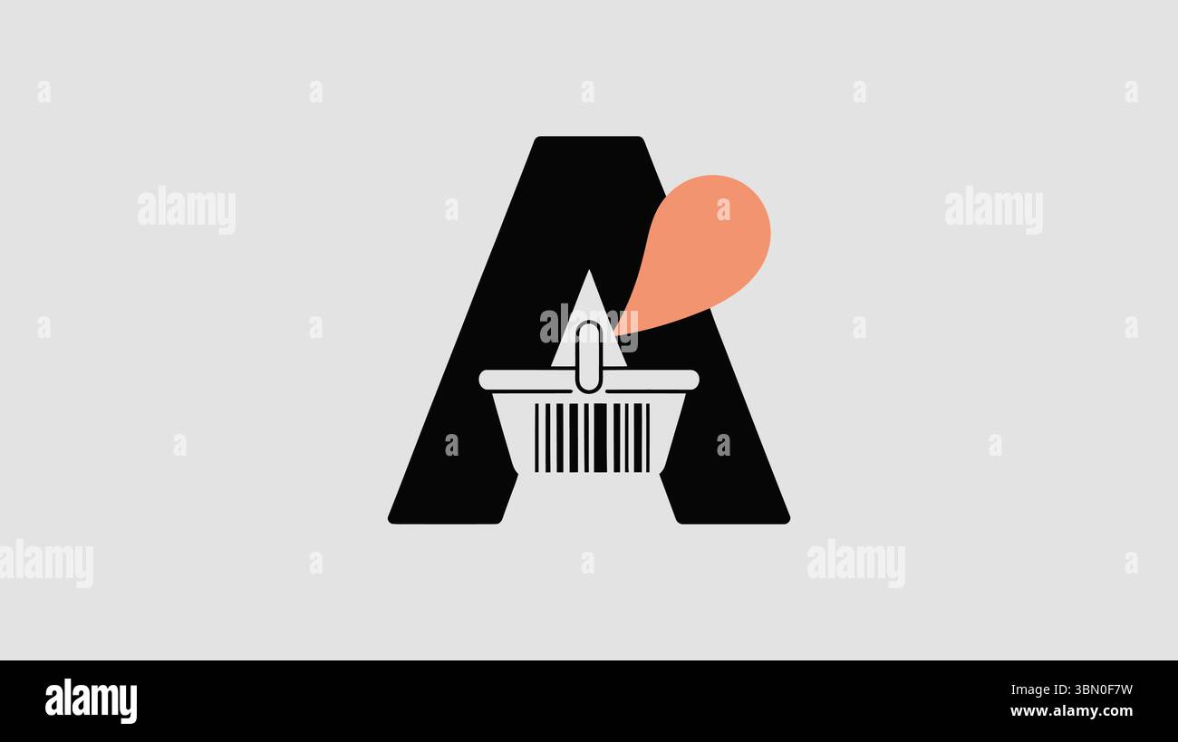 Shopping basket letter A barcode logo Stock Vector Image & Art - Alamy