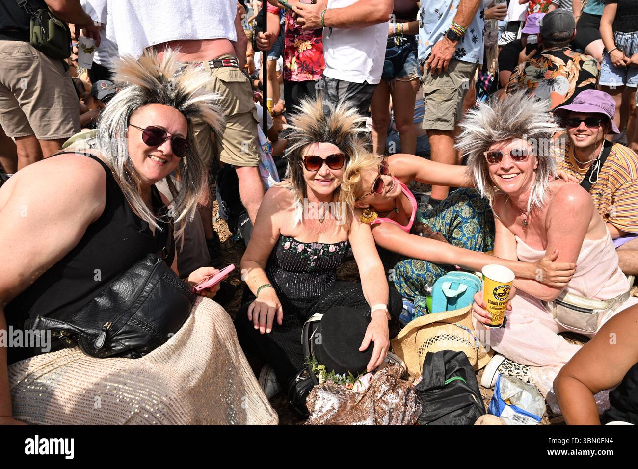 Somerset, UK. 29 June 2025. Rod Stewart fans during the Glastonbury ...