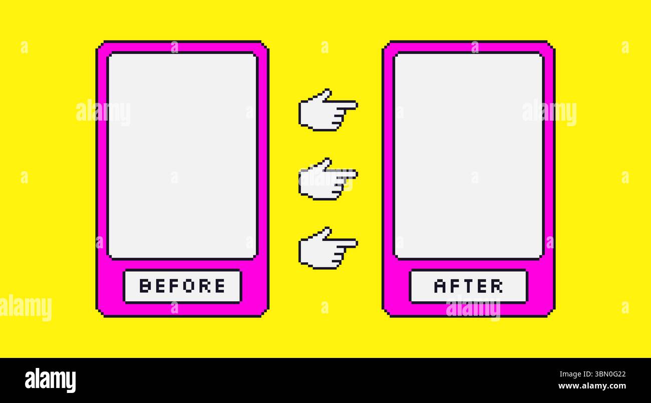 Before and after pixel game template. Rectangle frames for photo ...