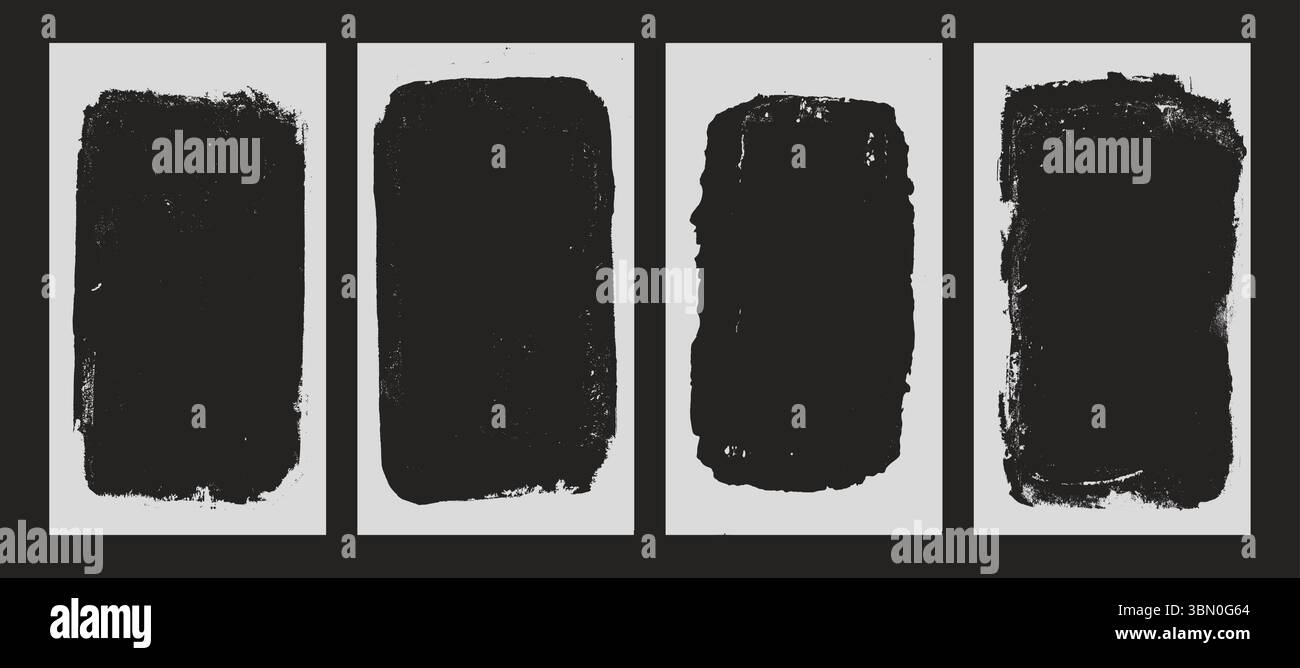 Photo grunge frames stories set template. Ink paint edges punk border ...