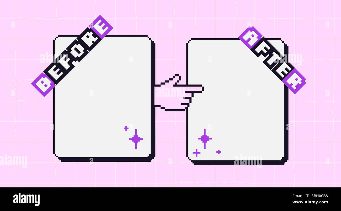 Before and after y2k pixel template. Retro 8 bit frames for photo ...