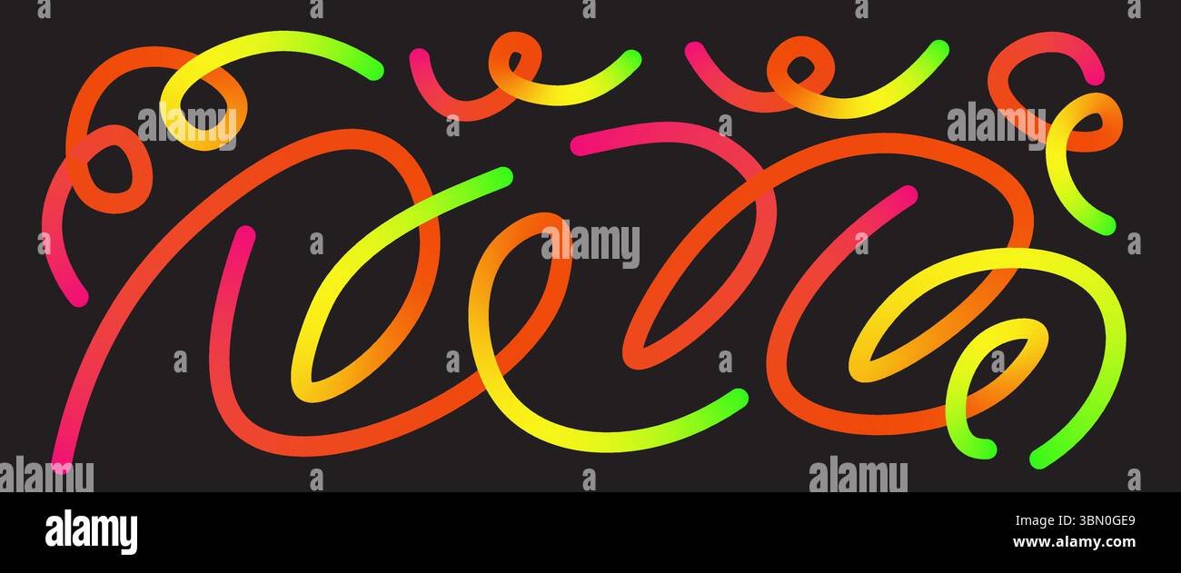Warm colors lines set. Wavy red and yellow shapes pattern. Gradient ...