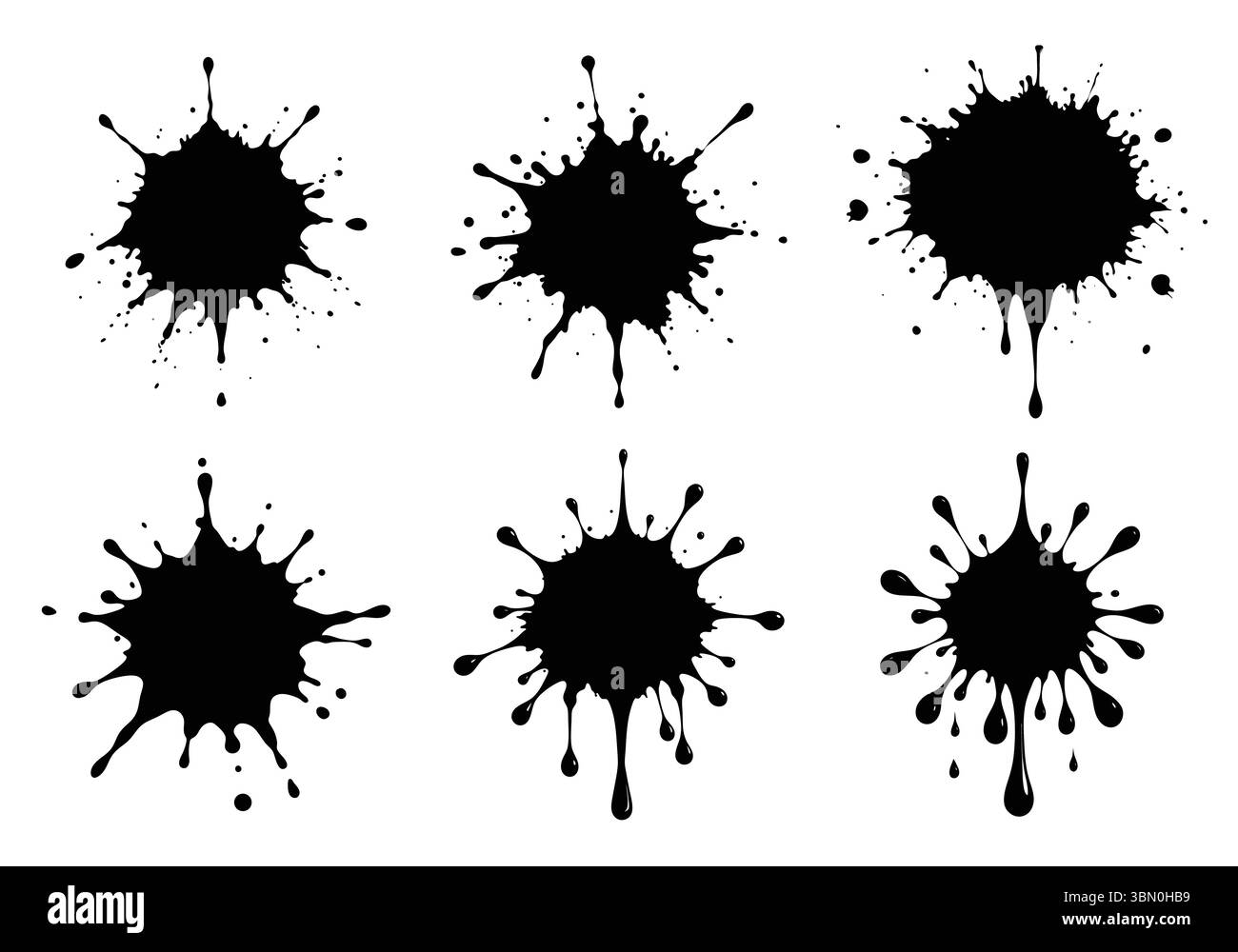 Abstract Black Ink Splatter Designs; High-Resolution Vector Graphics ...