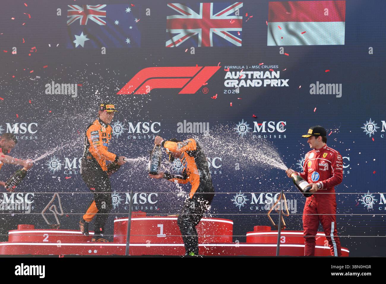 Spielberg, Austria. 29th June, 2025. Champagne celebration on the ...