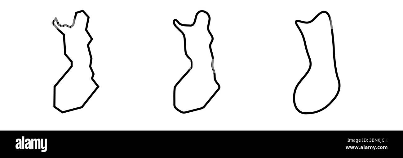 Finland country black outline silhouettes in three different levels of ...