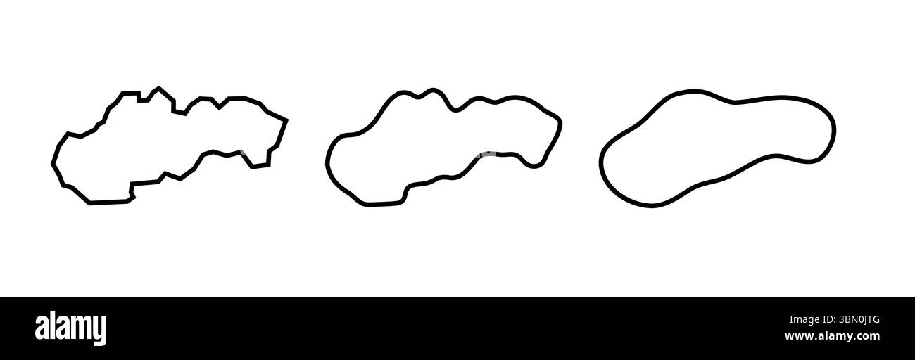 Slovakia country black outline silhouettes in three different levels of ...