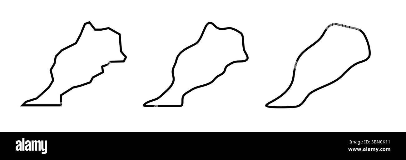 Morocco country black outline silhouettes in three different levels of ...