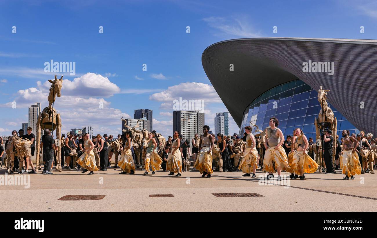 London, UK. 29th June, 2025. The Herds animal puppets and Sadler's Well ...