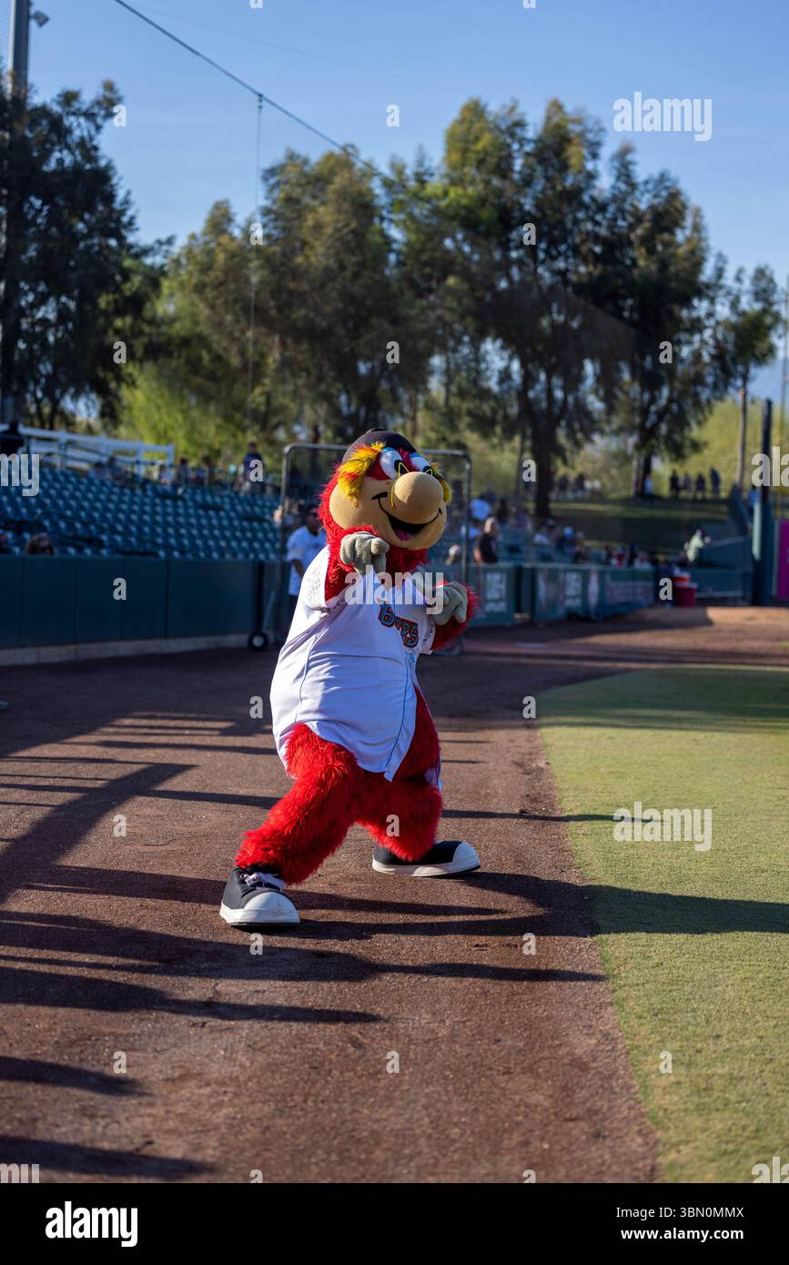 San Manuel Stadium. 28th June, 2025. Bernie, the mascot for The Inland ...