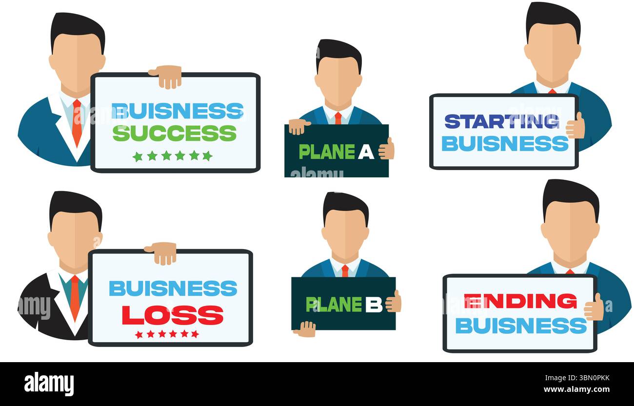 Business Success and Failure Vector Illustration – Growth vs Decline Concept Design Stock Vector ...