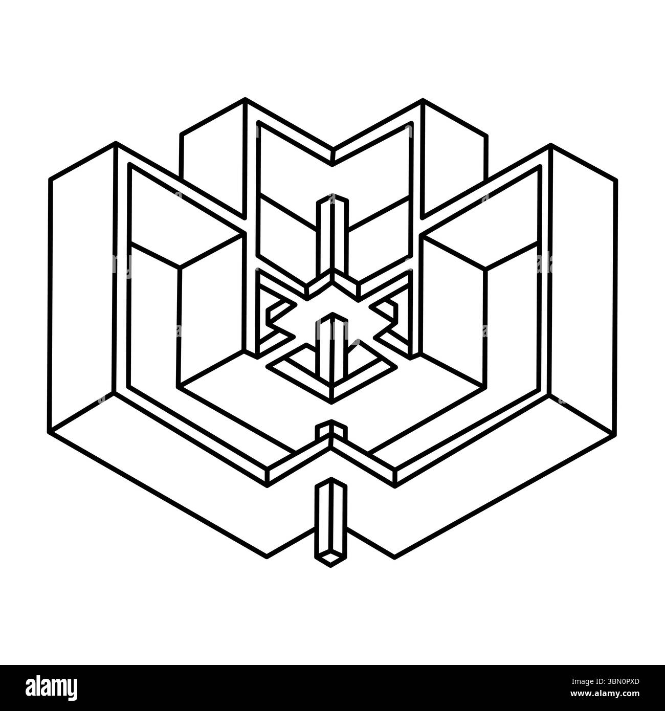 Impossible optical illusion shape. Sacred geometry. Optical art object ...
