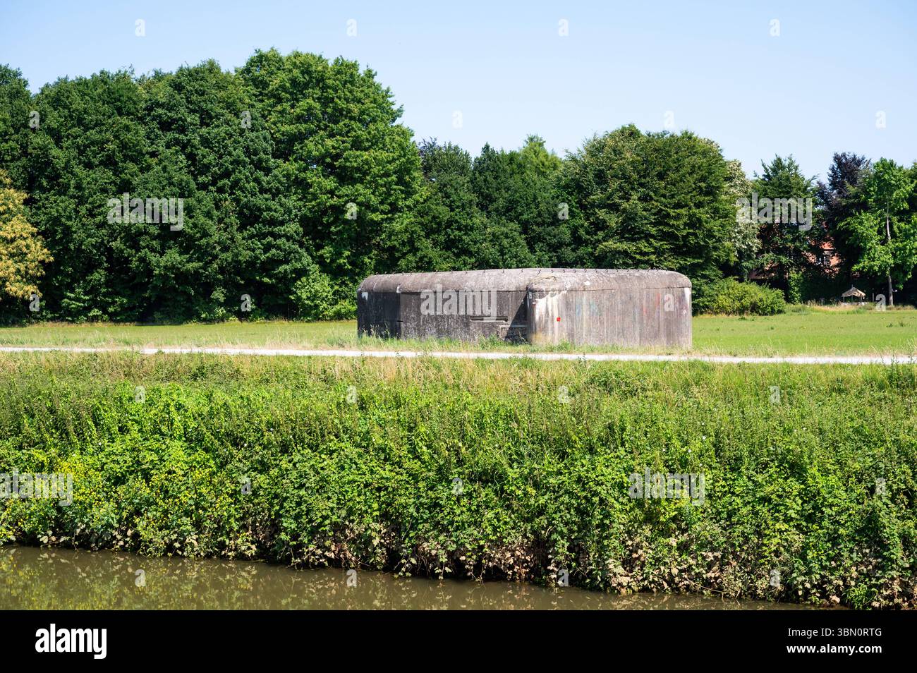 Bunker of the world war at the green banks of the river Dyle in ...