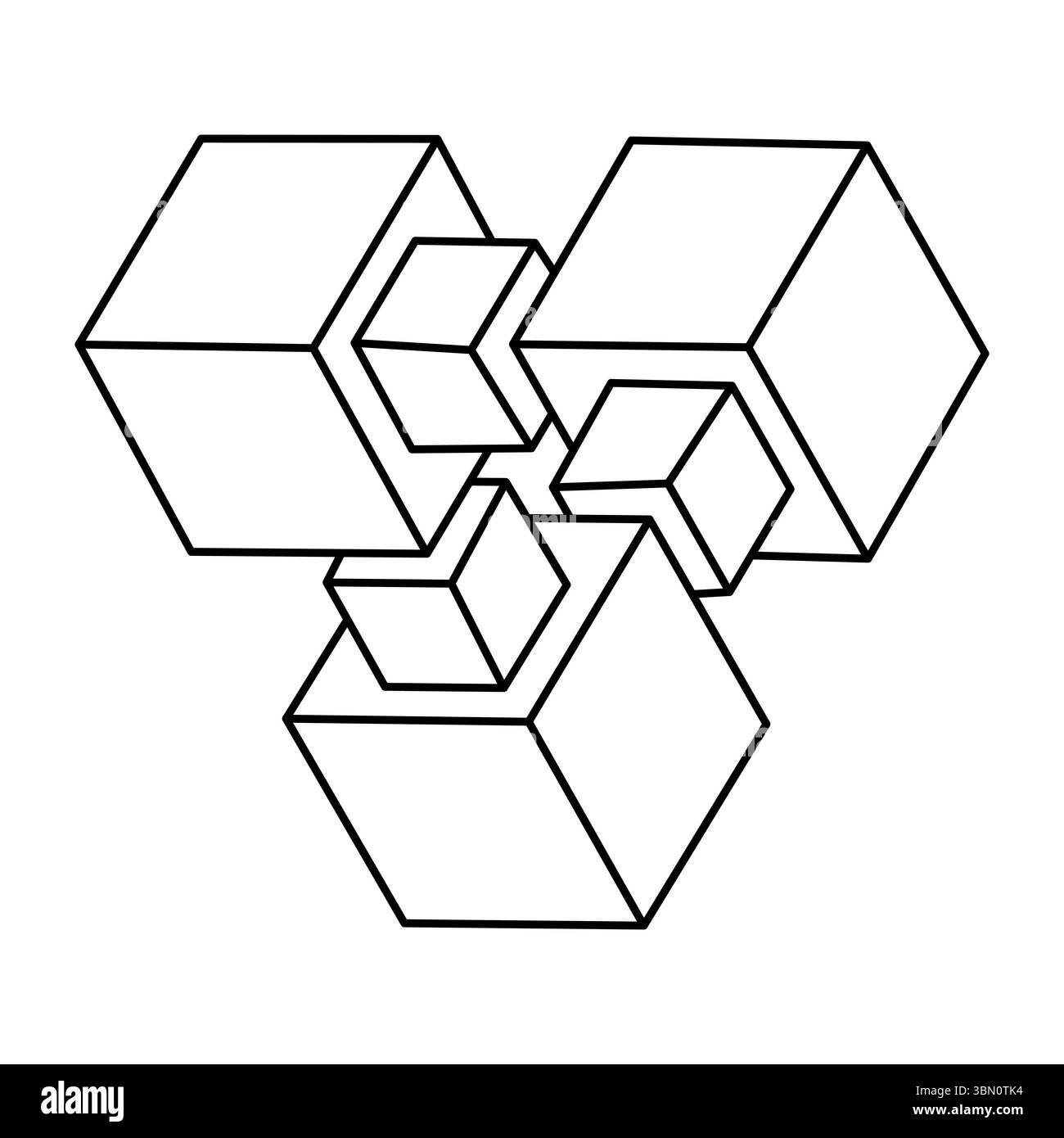 Impossible triangle. Sacred geometry figures. Optical illusion cube ...