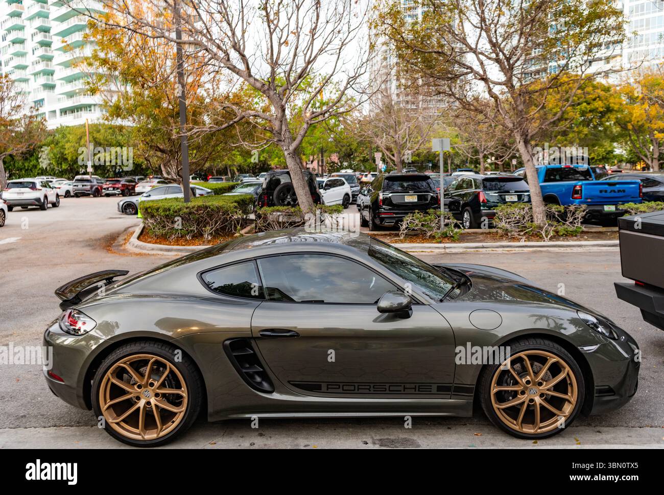 Miami, Florida, USA - April 06, 2025: 2023 Brown car, side view ...