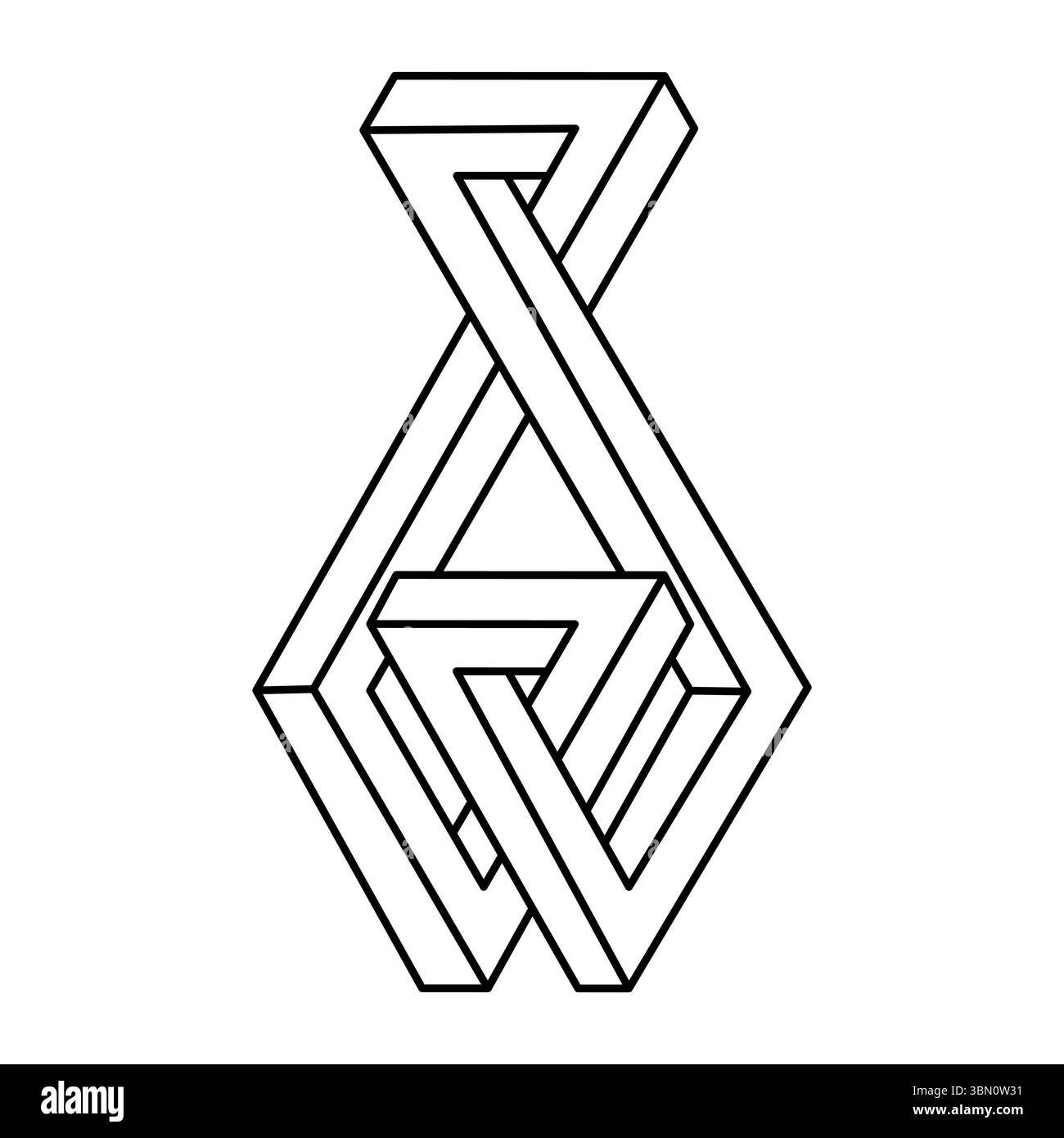 Impossible optical illusion shape. Op art object. Impossible figures. Line art. Unreal geometric ...