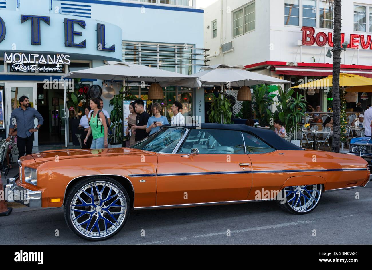 Miami, Florida, USA - April 07, 2025: Convertible retro car Chevrolet ...