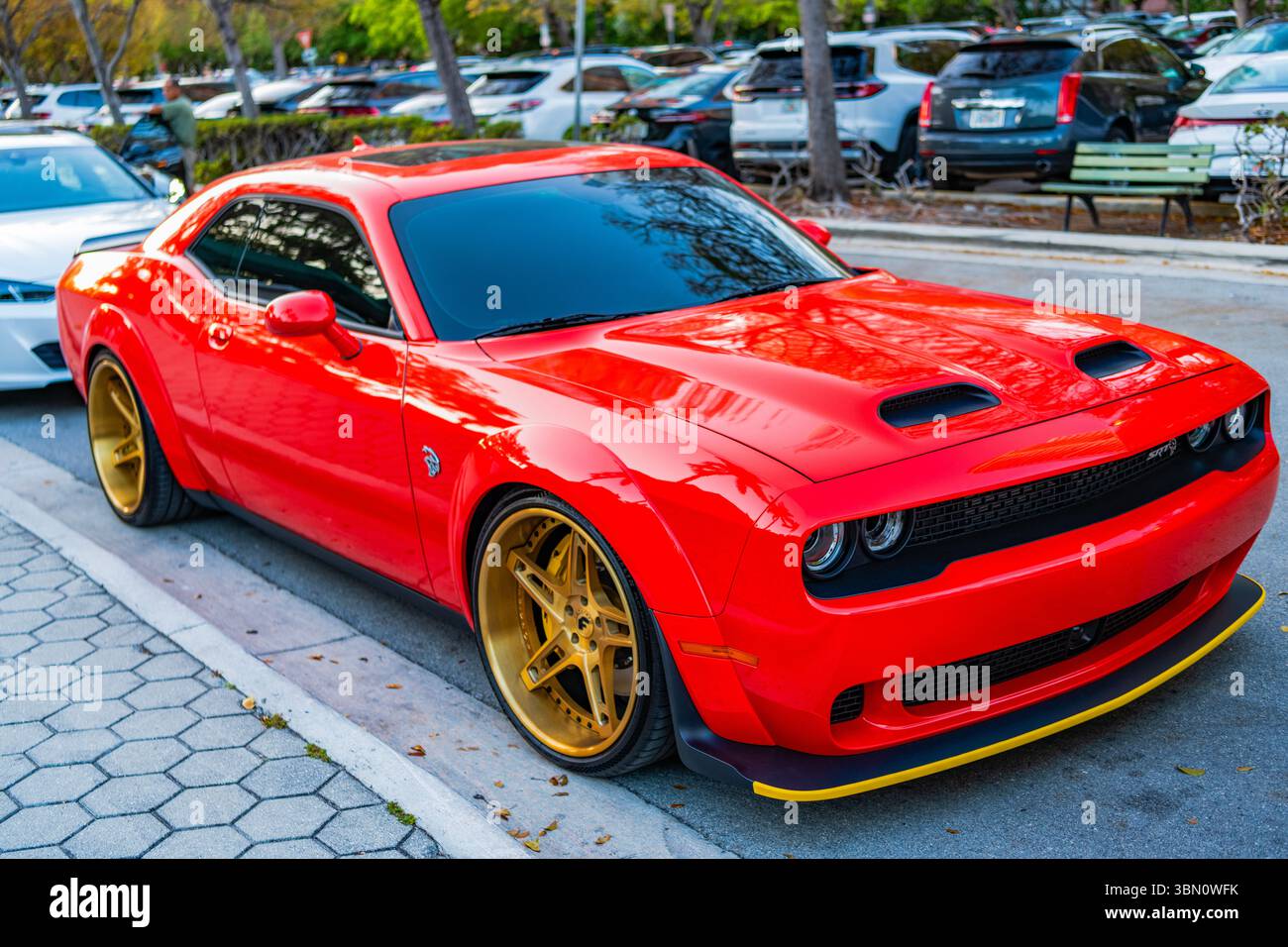Miami, Florida, USA - April 13, 2025: Sport car Dodge Challenger SRT ...