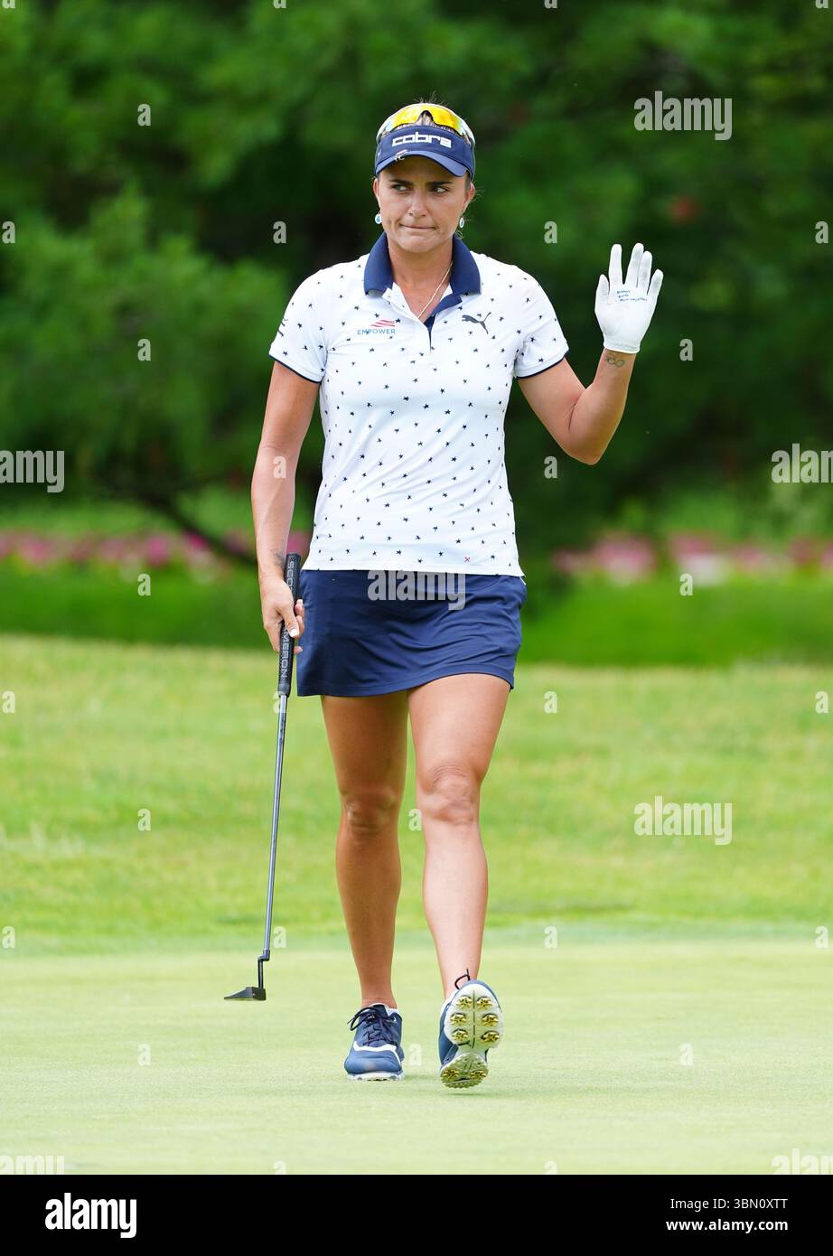 MIDLAND, MI - JUNE 29: LPGA golfer Lexi Thompson reacts after making a ...
