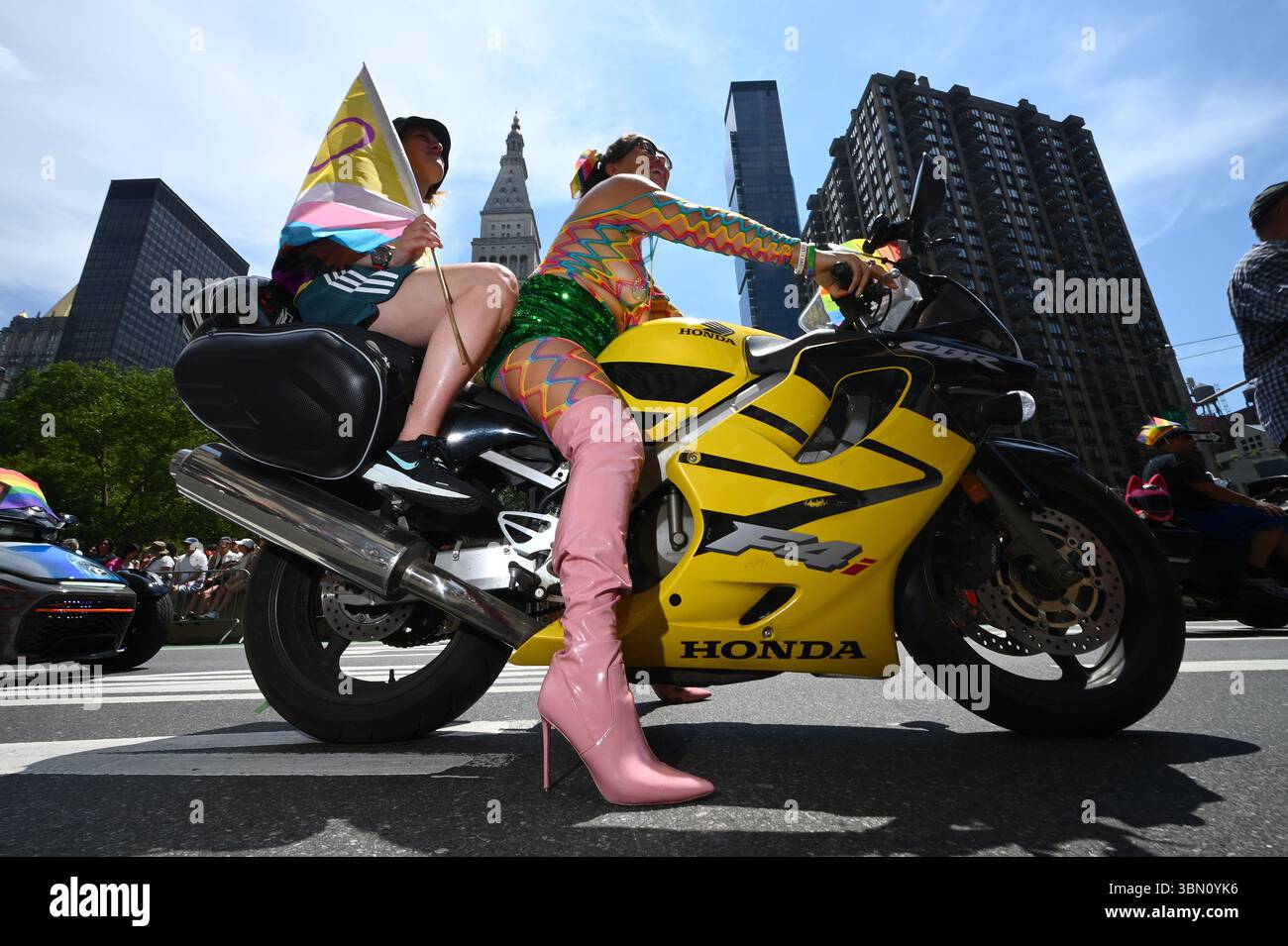 New York, USA. 29th June, 2025. Members of the Sirens Motorcycle Club ...