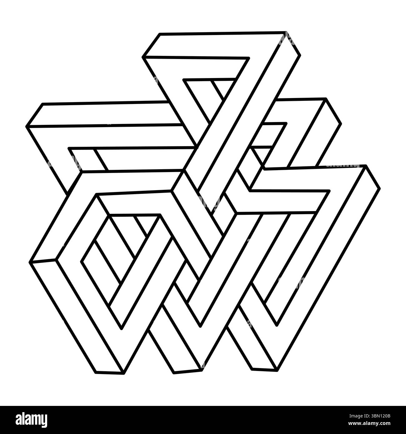 Sacred geometry figures. Impossible shape. Web design elements. Optical illusion object. Escher ...