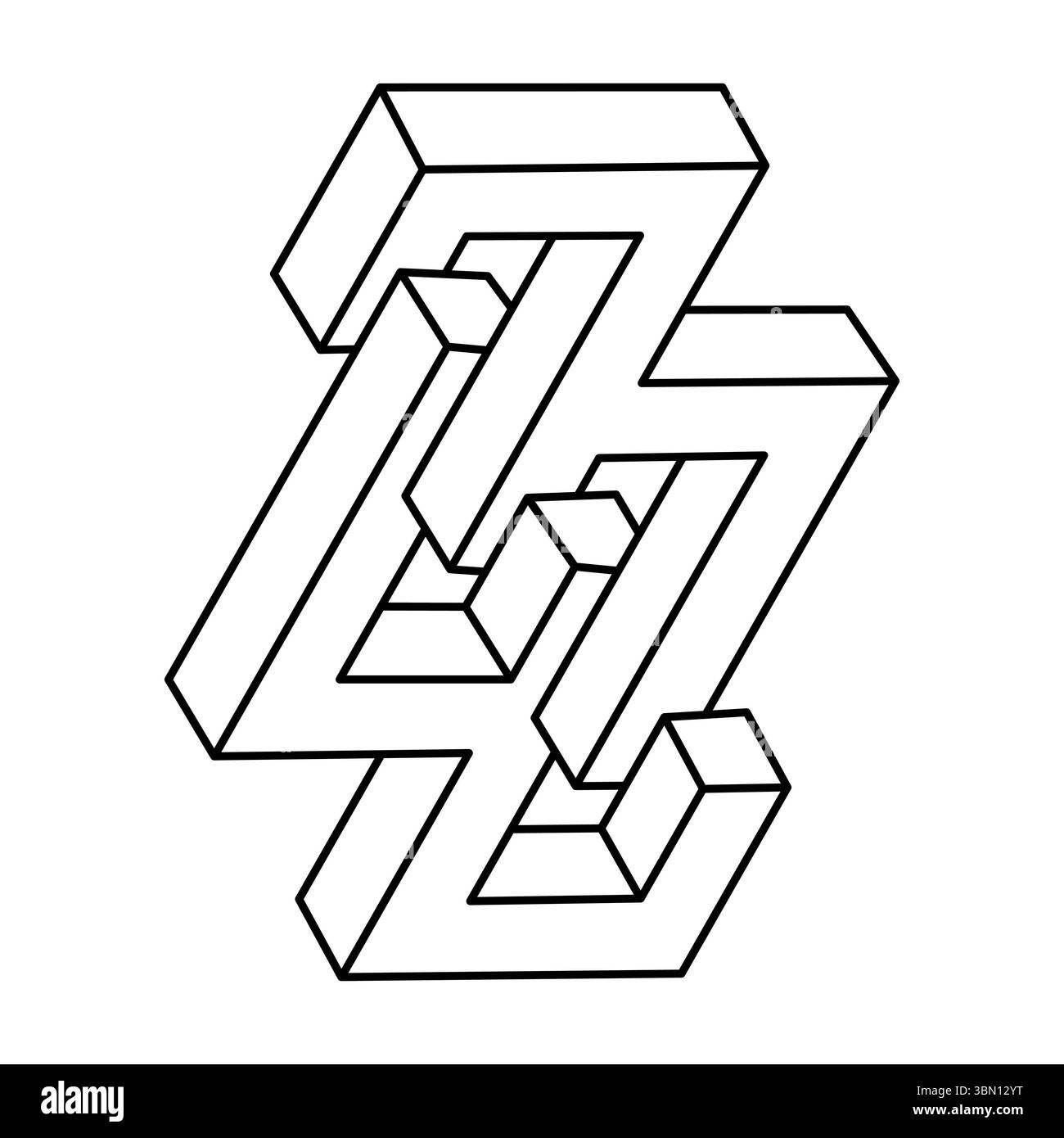 Impossible shapes. Sacred geometry figures. Optical illusion. Abstract eternal geometric object ...