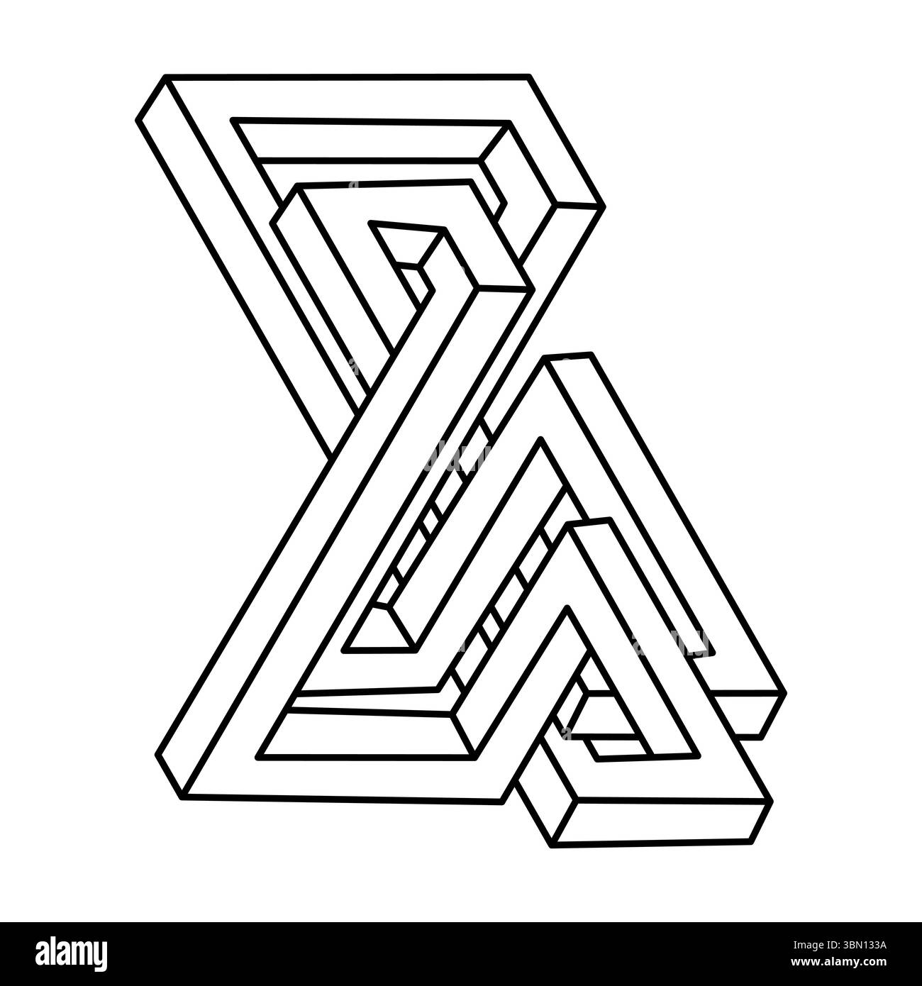 Graphic impossible shapes. Escher paradox geometry. Optical illusion ...