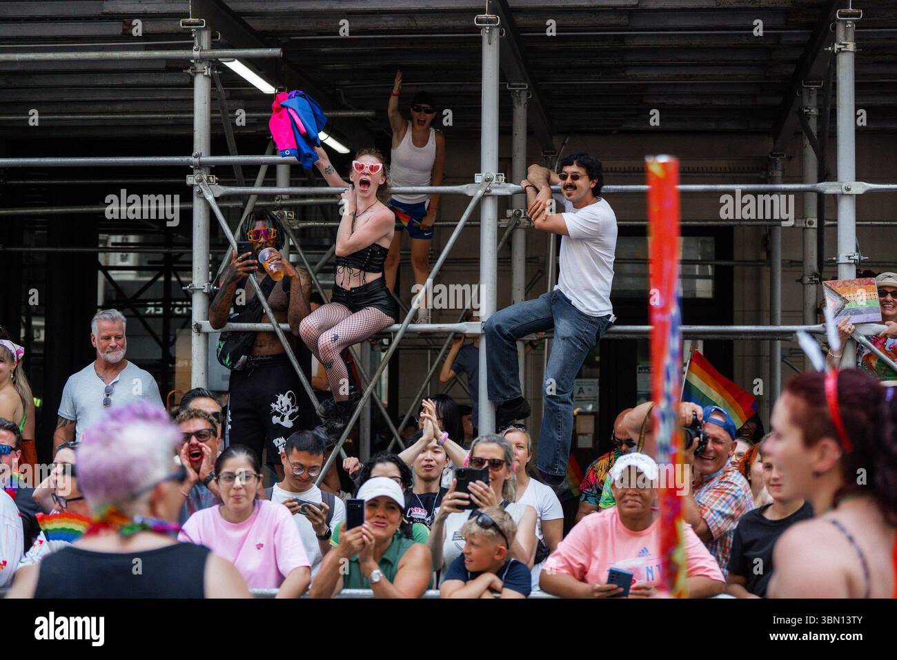 Spectators shout during the NYC Pride March, Sunday, June 29, 2025, in ...