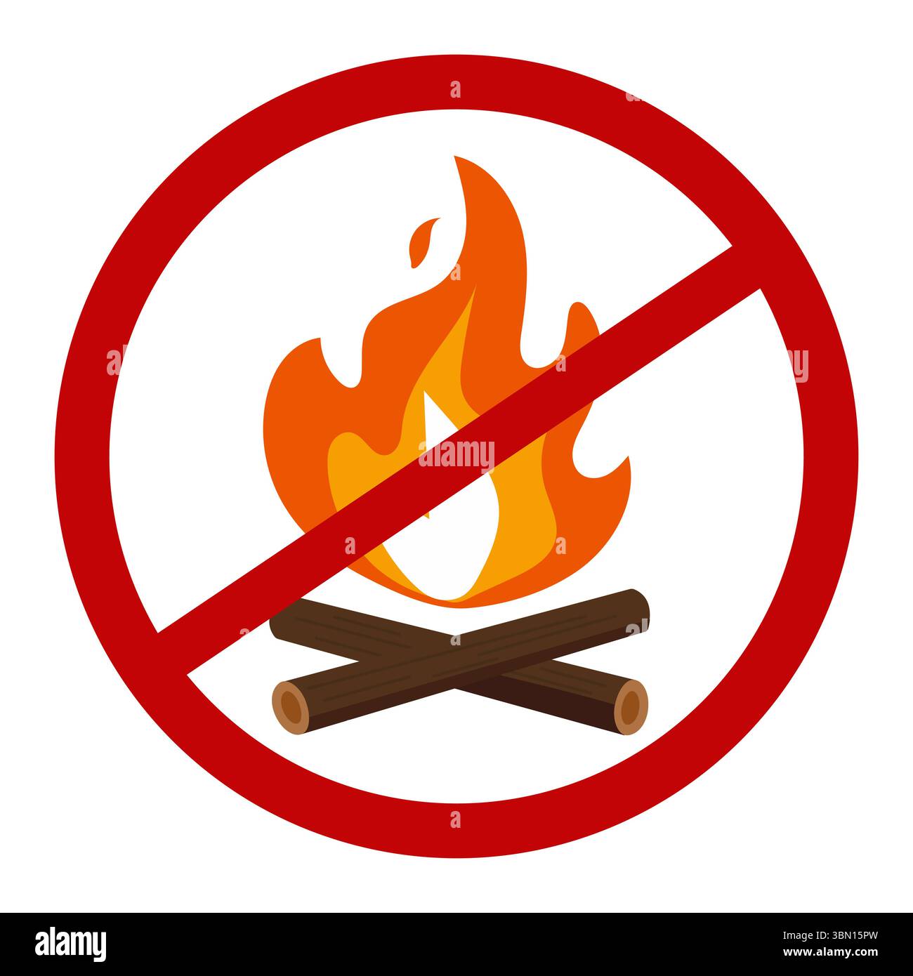 No campfires prohibited sign, no fire forbidden modern round sticker ...