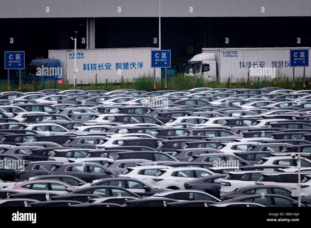 CHONGQING, CHINA - JUNE 29. 2025 - New energy vehicles parked at the Changan Automobile Whole ...