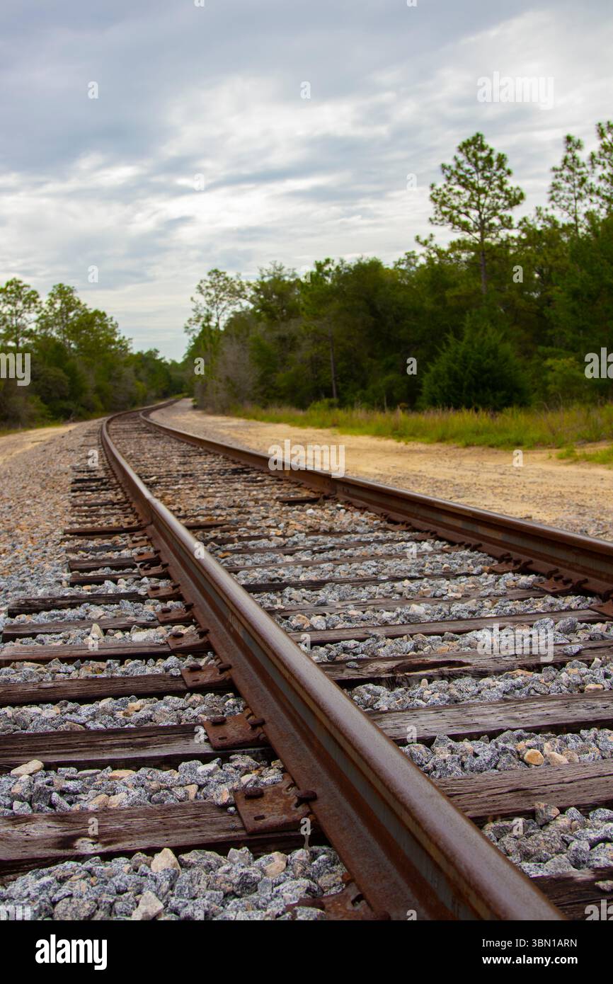 Railroad tracks fading into th distance, vanishing point Stock Photo ...