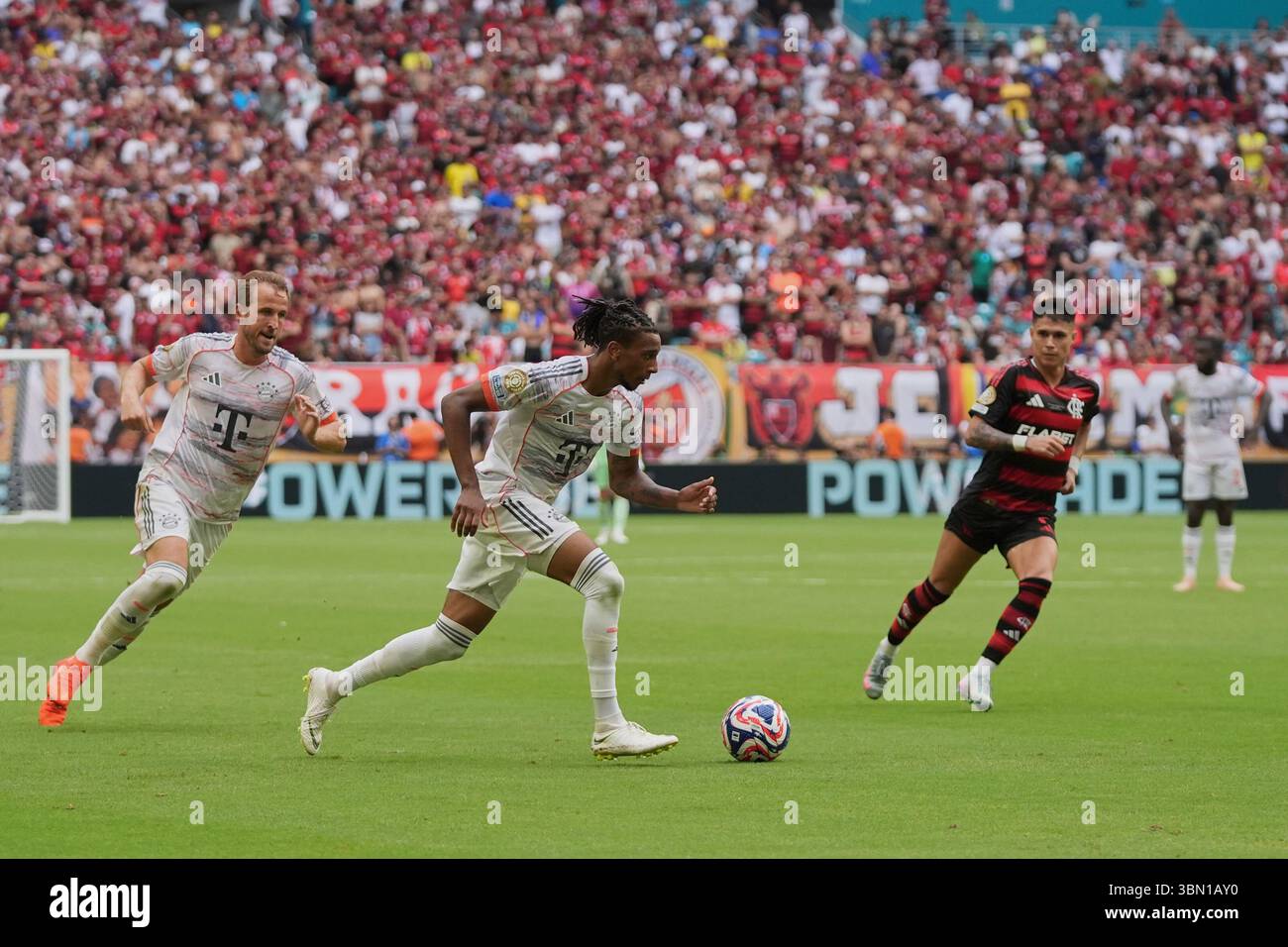 Bayern Munich's Harry Kane, left, and Michael Olise during the Club ...